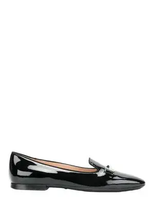 TOD'S Double T Leather Slippers - Black