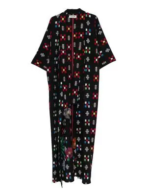 A.N.G.E.L.O. VINTAGE CULT Embroidery-effect Open-front Kimono - Black