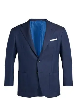 Kiton Micro-herringbone Single-breasted Sport Coat - Navy
