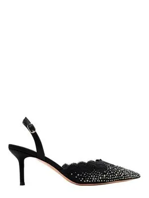 NICOLI 70mm Rimini Embellished Slingback Pumps - Black