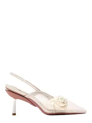 VICE VERSA 95mm Blossom Rose-detail Pumps - White
