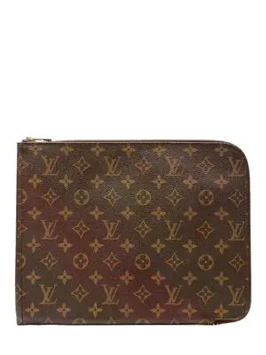 LOUIS VUITTON 1985 Monogram Poche Documents Portfolio 30 Clutch - Brown