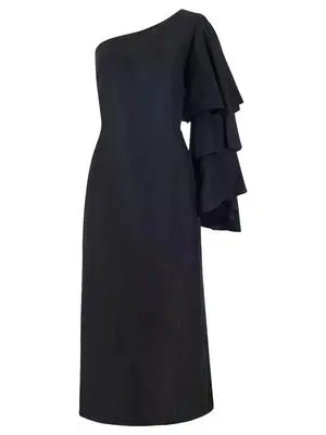Rosie Assoulin Ruffled One-shoulder Midi Dress - Black
