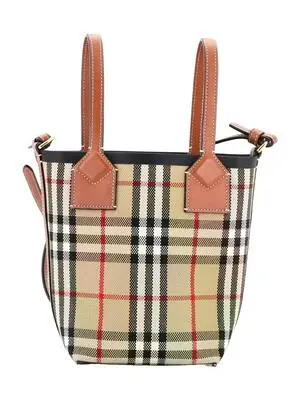 Burberry London Vintage Check Canvas Mini Bucket Bag - Brown