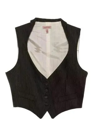 ROMEO GIGLI Pinstripe Button Vest - Brown
