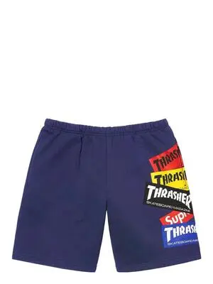 Supreme Logo-Print Track Shorts Blue