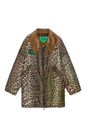 GANNI X Barbour Leopard-print Coat - Brown