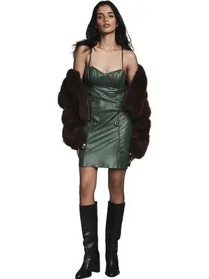 Farm Rio Leather Mini Dress - Green