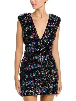 Ramy Brook Lacey Sequined Mini Dress - Multi Rosette