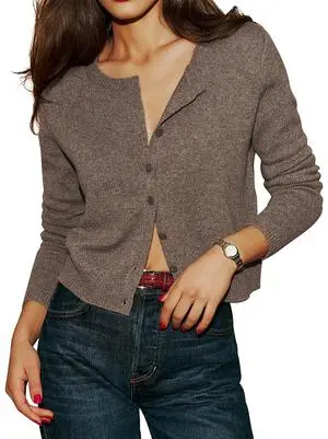 REFORMATION Clara Cashmere Cardigan - Cocoa
