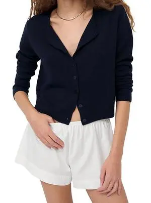 REFORMATION Clara Cashmere Cardigan Navy