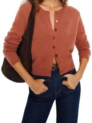 REFORMATION Clara Cashmere Cardigan - Rosewood