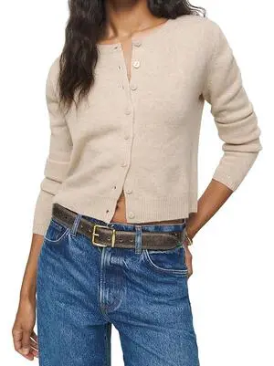 REFORMATION Clara Cashmere Cardigan Wheat