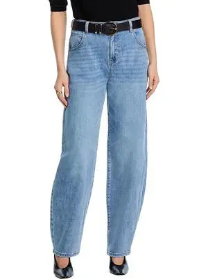 Aqua High Rise Barrel Jeans - Light Wash