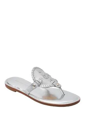 Jack Rogers Collins Leather Sandals - Silver