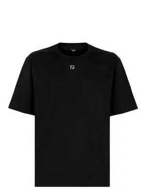Fendi Cotton Tshirt With Ff Detail - Black