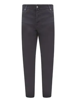 Jacob Cohen Regular Slim Fit Cotton Trousers With Back Pony Skin Patch - Blue