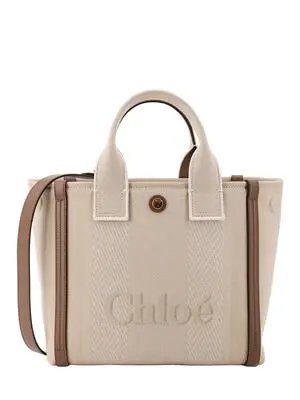 Chloé Canvas Crossbody Bag With Logo - Beige