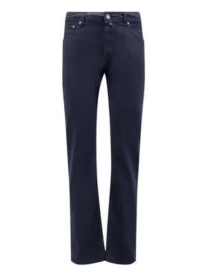 Jacob Cohen Bard Cotton Stretch Trousers With Handkerchief - Blue