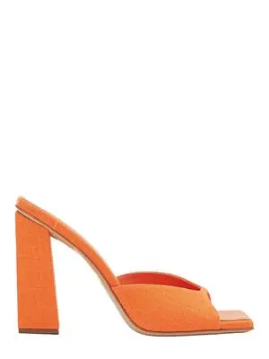 GIA BORGHINI 115mm Rosie 14 Linen Mules - Orange