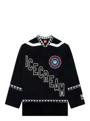 ICECREAM Graphic Print Long Sleeve Jersey T-shirt - Black