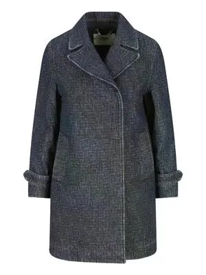 Fendi Quilted Double-breasted Denim Coat - Blue