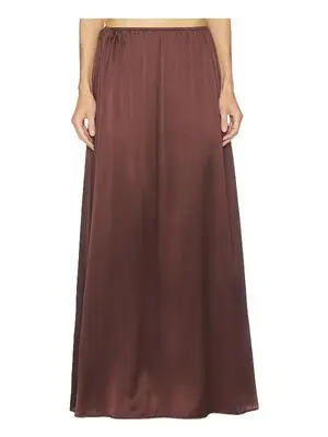 HELSA The Silk Charmeuse Maxi Skirt - Chocolate