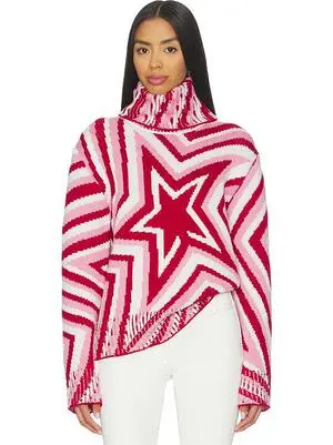 Perfect Moment Geometric Star Turtleneck Sweater - Red