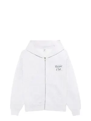 SPORTY & RICH Hooded Zip-up Sweatshirt - Grey