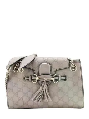 Gucci Emily Chain Flap Shoulder Bag Ssima Leather Small - Grey