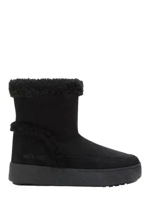 Moon Boot Sherpa-trimmed Platform Boots - Black