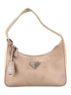 Prada Re-Edition 2000 Tessuto Mini Hobo Bag Neutrals