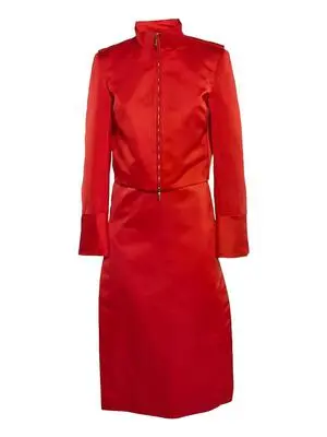 FERRAGAMO Zip-front Midi Skirt - Red