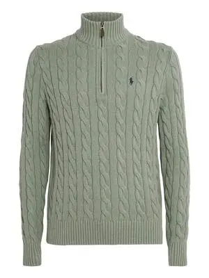Polo Ralph Lauren Cotton Cable-knit Half-zip Sweater - Green