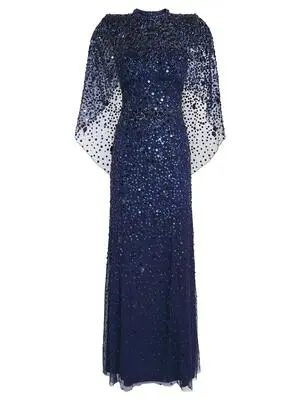 Jenny Packham Bead-embellished Gracie Gown - Navy