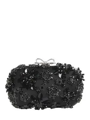 SELF-PORTRAIT Satin Crystal-embellished Clutch Bag - Black