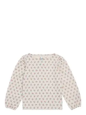 KONGES SLOJD Cotton Floral Print Top - Beige