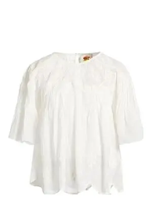 Farm Rio Embroidered Cotton Top - White