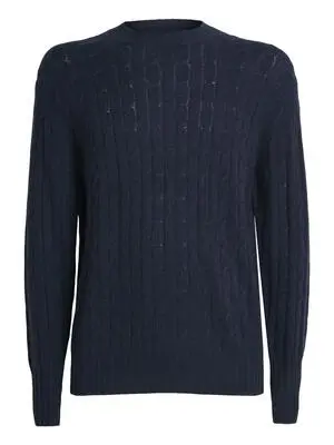 N.peal Organic Cashmere Cable-knit Thames Sweater - Navy