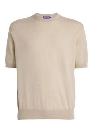 Ralph Lauren Purple Label Cashmere Crew-neck Short-sleeve Sweater - Beige