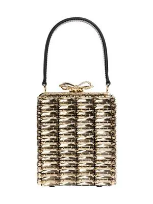 SELF-PORTRAIT Mini Crystal-embellished Top-handle Bag - Gold