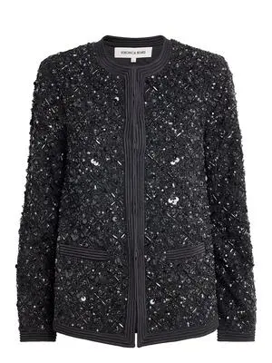 Veronica Beard Rosine Embellished Crepe Jacket - Black