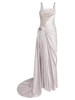 GAURAV GUPTA Stretch-silk Crystal-embellished Gown - Silver