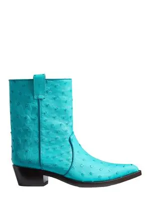 Khaite Clive Ankle Boot In Ostrich - Crystal Blue