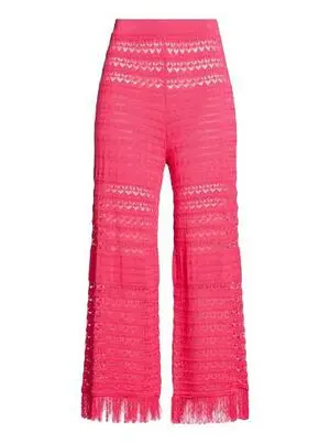 Elisabetta Franchi Flared Knit Pants With Fringe - Magenta