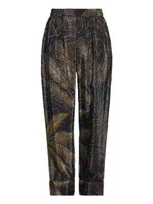 Farm Rio Tapered Multicolor Satin Pants - Black