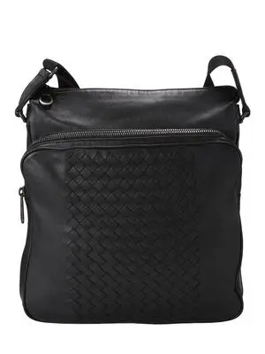 Bottega Veneta Intrecciato Messenger Bag - Black
