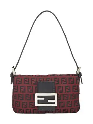 Fendi Zucchino Canvas Baguette - Red