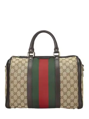 Gucci Gucci Original GG Vintage Web Boston Bag Medium Brown
