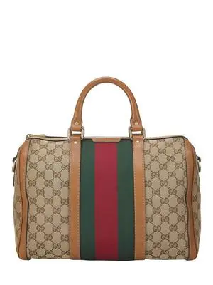 Gucci Gucci Original GG Vintage Web Boston Bag Medium Brown